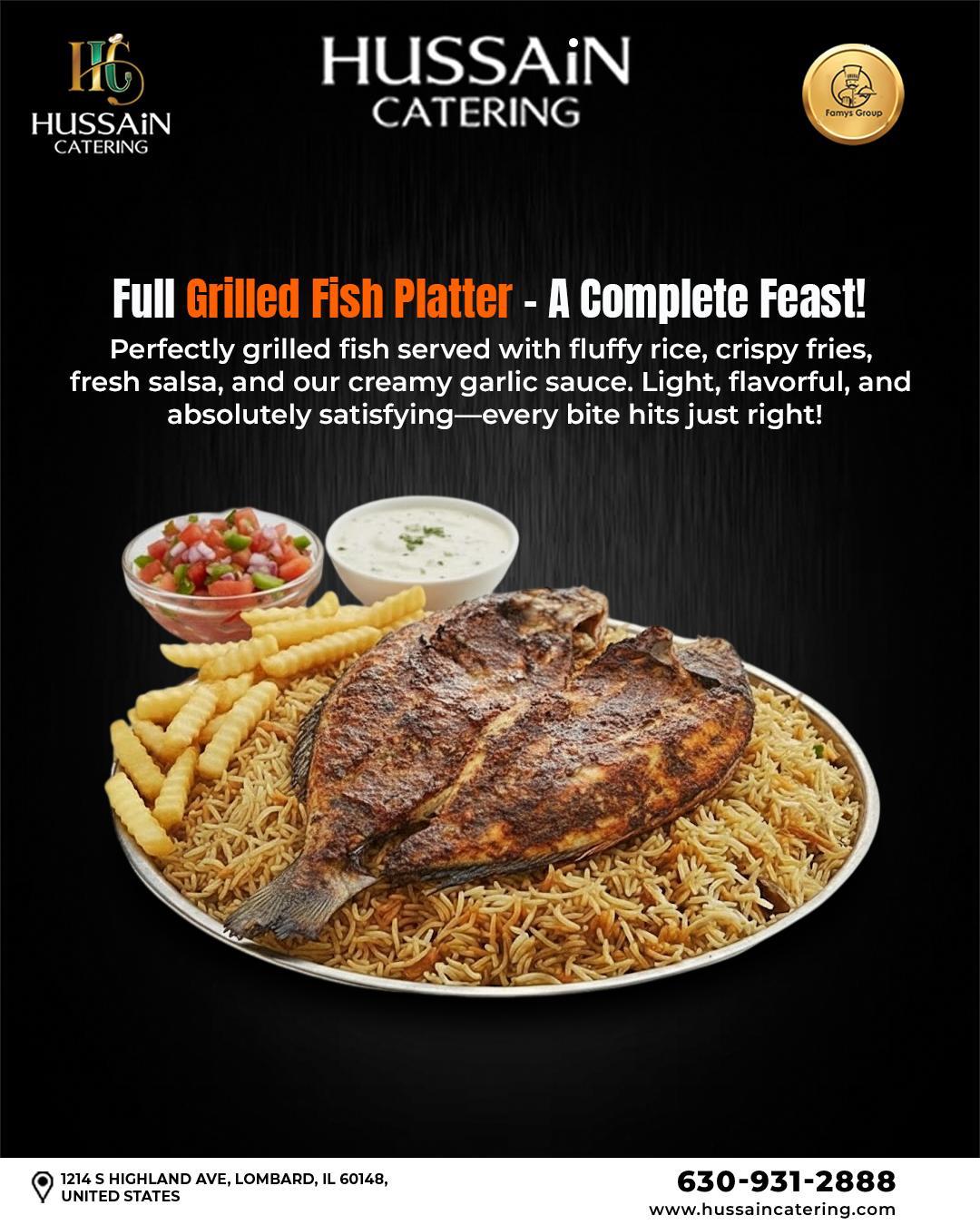 Full Grilled Fish Platter - Hussain Catering